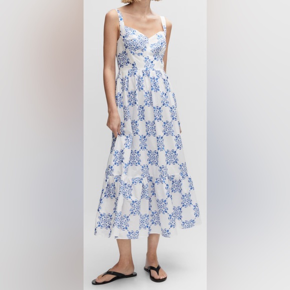 Mango | Dresses | Mango Embroidered Flared Dress Nwt | Poshmark